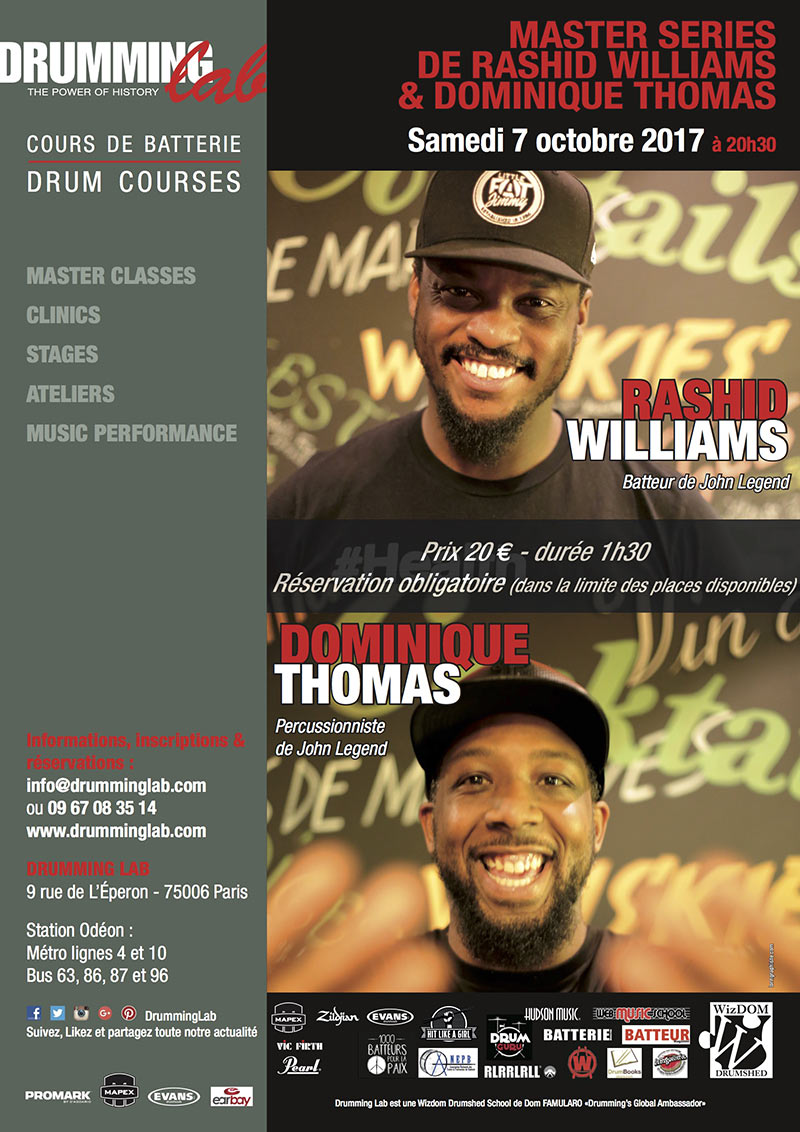 Master Class - Drumming Lab - Rashid Williams & Dominique Thomas - Best ...